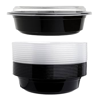Black Round Large Plastic Containers STACKABLES 10 Pack Solid