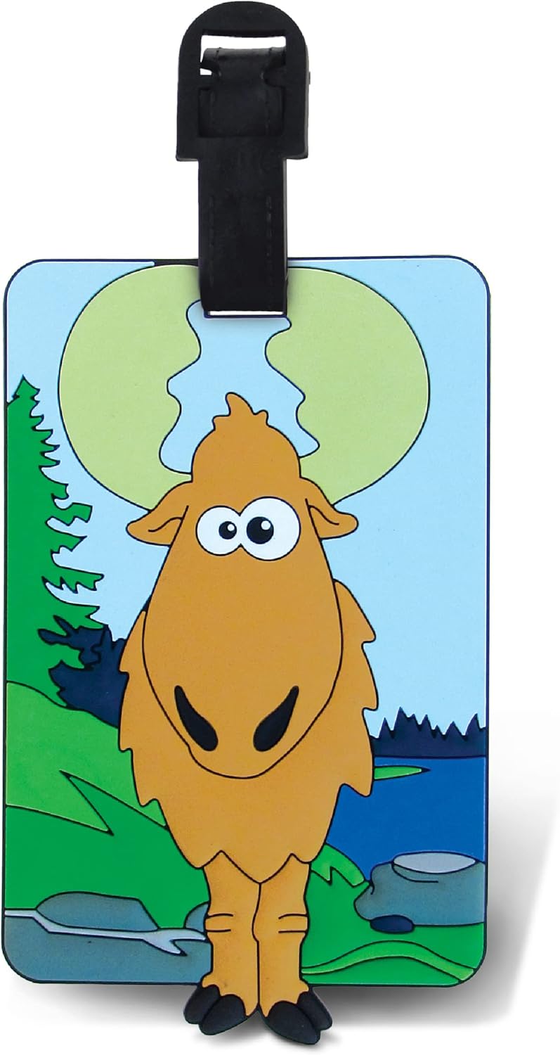 Amazon.com: Puzzled Goofy Moose Luggage Tag - Unique Fun Woodland ...