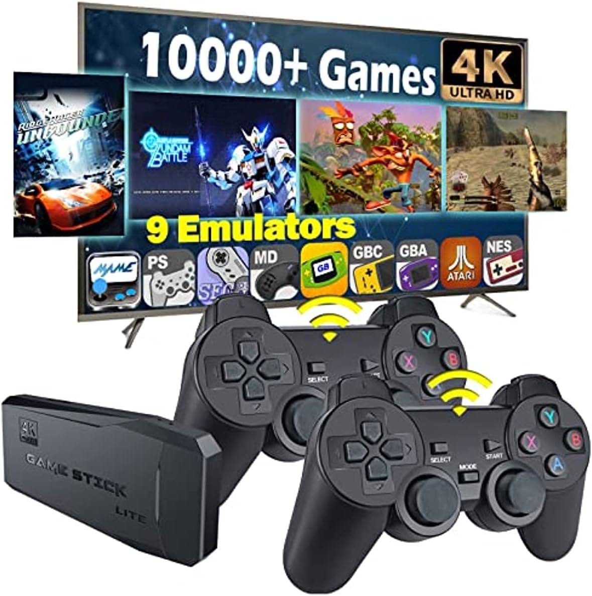 Retro Game Console, Built in 10000+ Classic Games, 2 Ergonomics ...