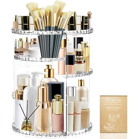 Amazon.com: Rosoenvi Rotating Makeup Organizer, 360° Spinning Skincare Organizers, Adjustable ...