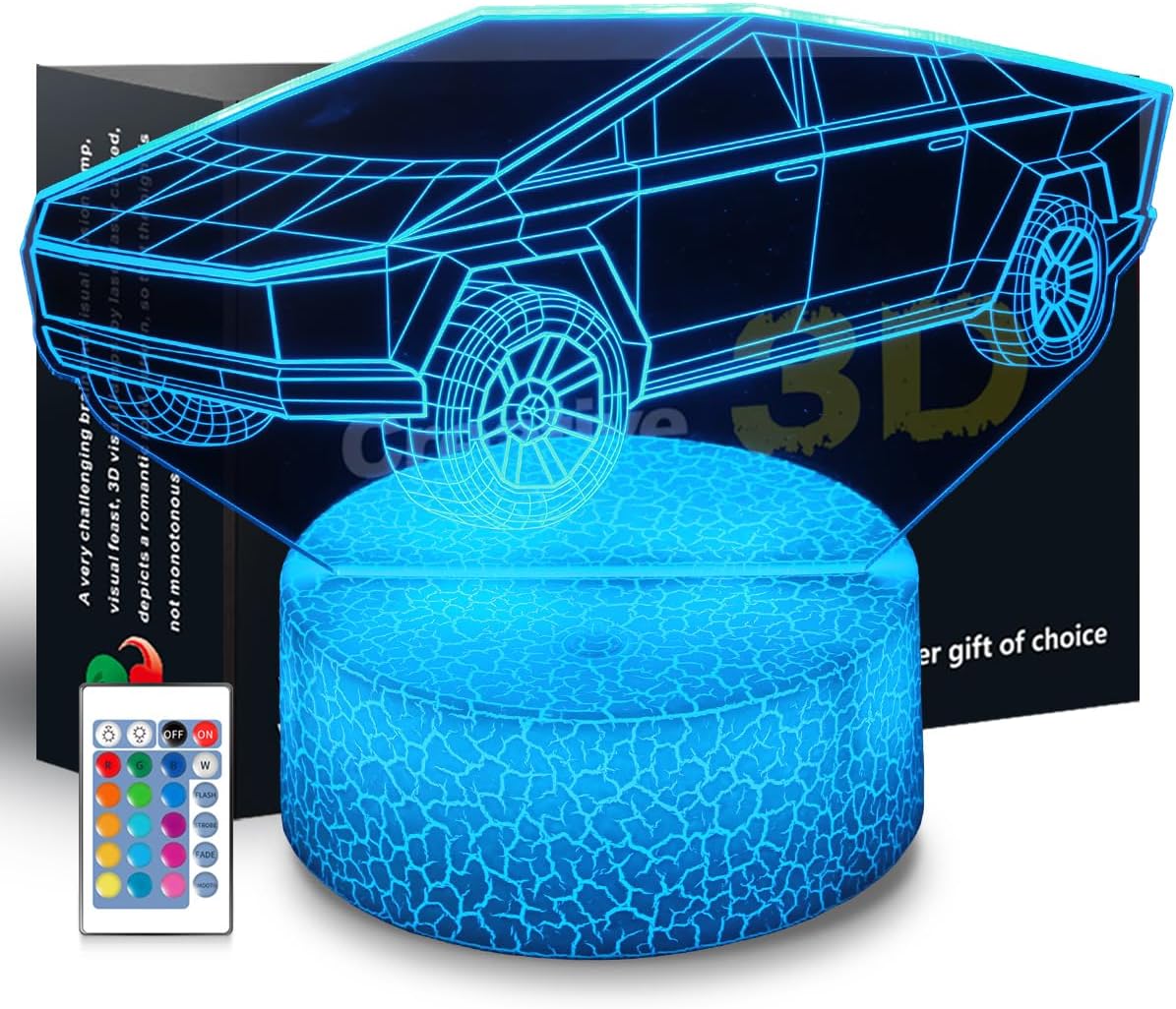 SHWKMOPPE 3D Cybertruck Car Night Light Gifts for Kids,16 Color Change ...