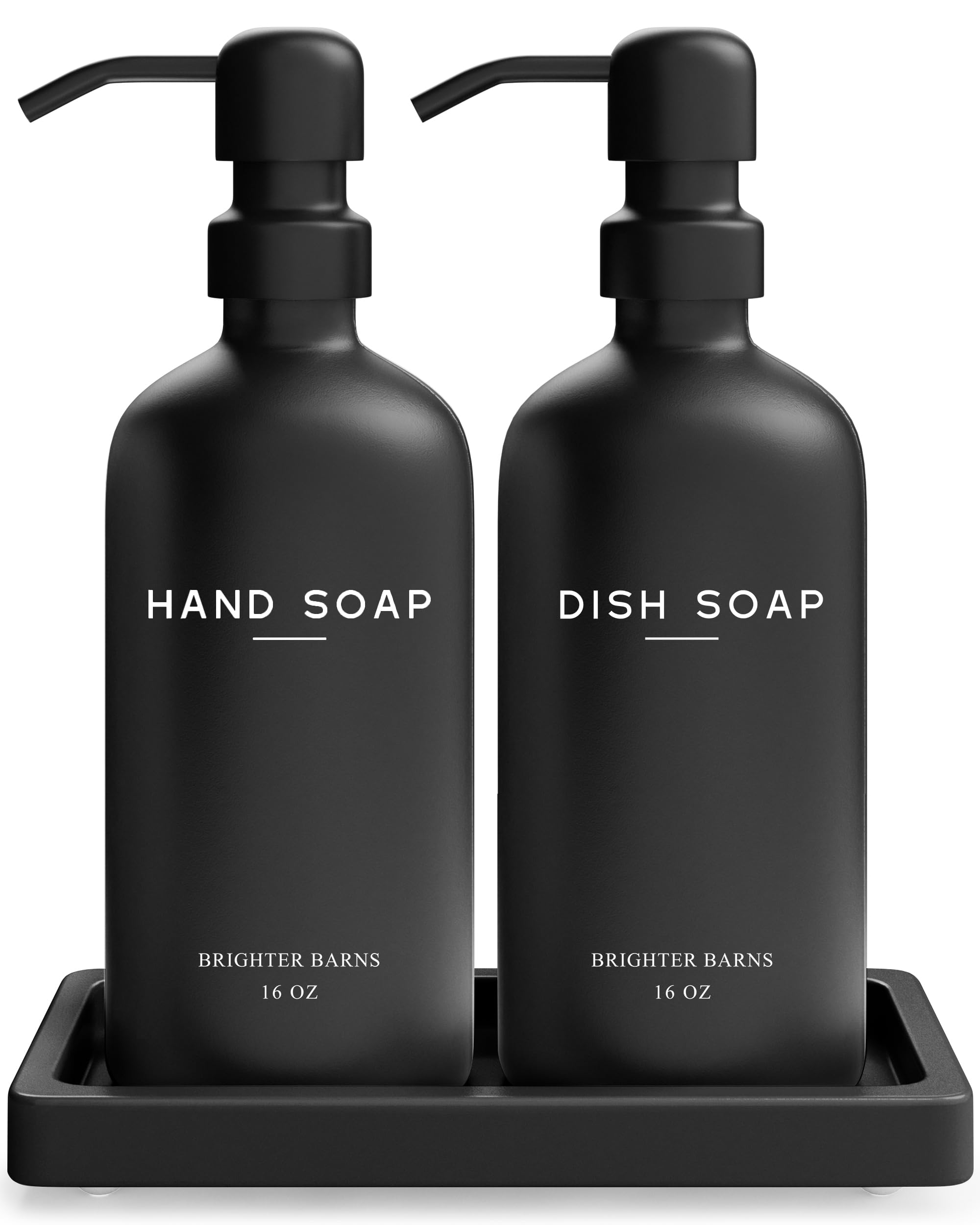 Black Glass Hand and Dish Soap Dispenser Set by Brighter Barns ...