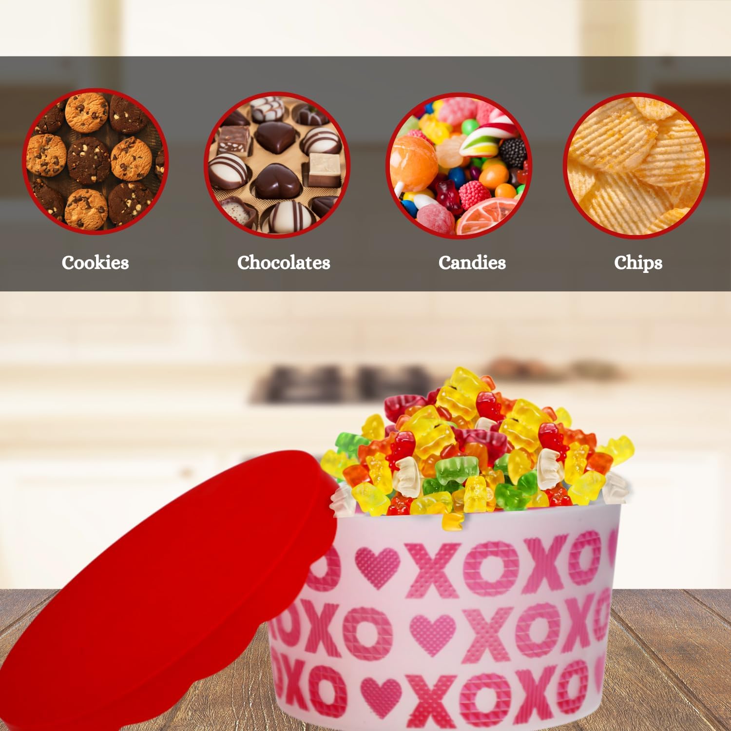 KS – Tina de plástico para San Valentín con tapa festoneada, recipiente ...