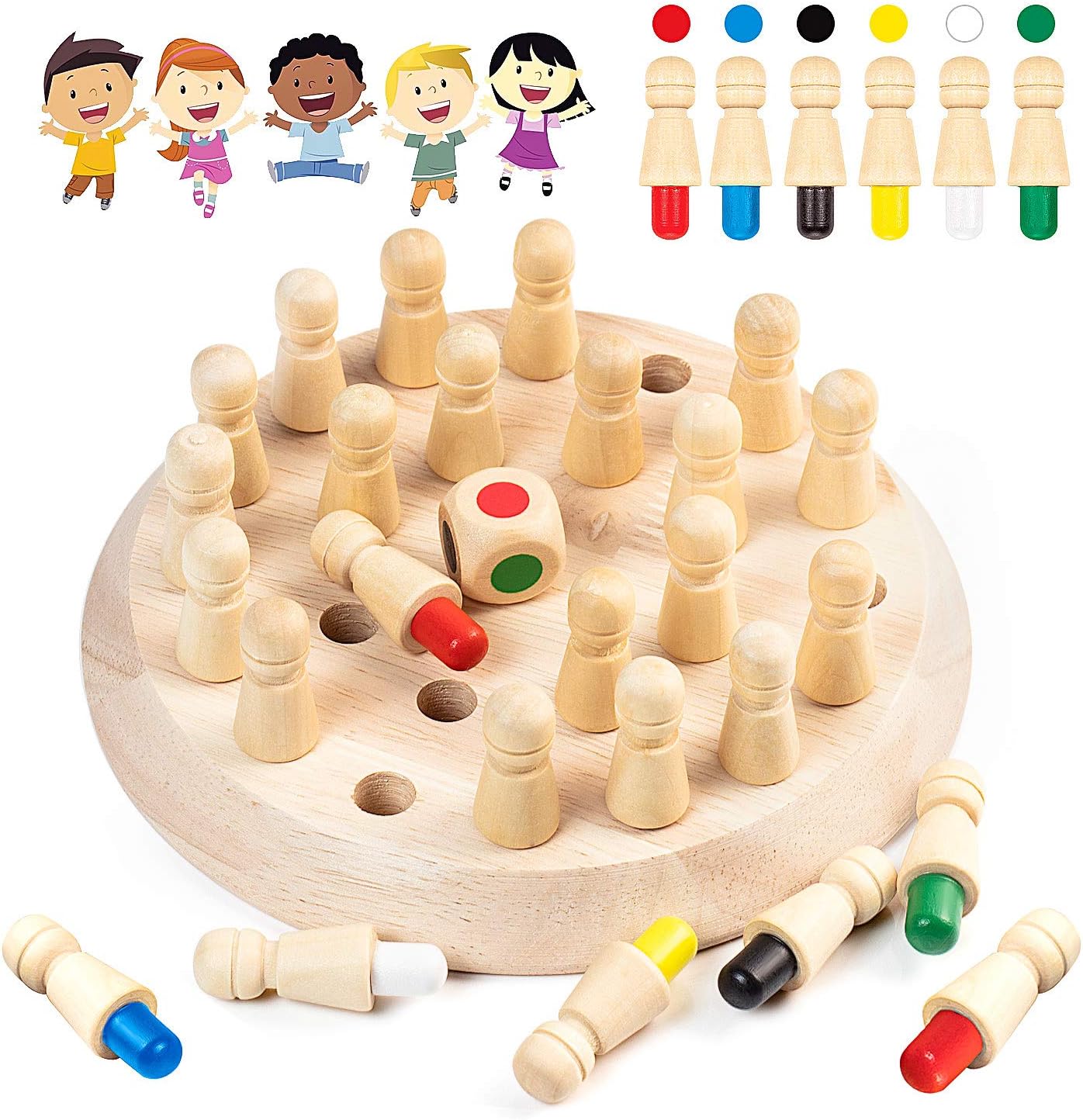 Diealles Shine Wooden Memory Chess, Wooden Memory Match Stick Chess ...