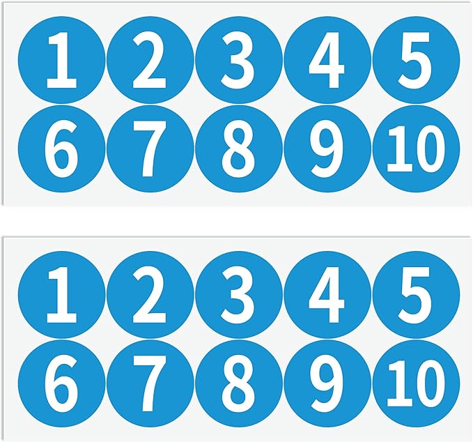 Amazon.com : 20 PCS Self Adhesive Number Stickers 1-10, 1.2 in Blue ...