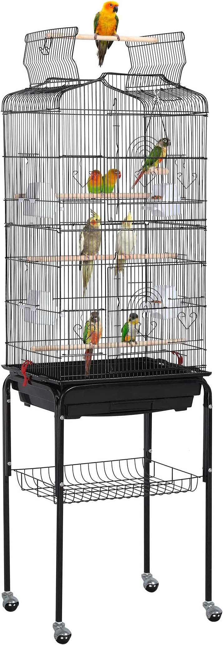 Yaheetech Large Bird Cage Open Play Top Parrot Cage Metal Budgie Cage ...
