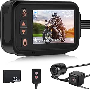 CAMECHO Motorcycle Dash Cam Front and Rear Camera, 2" Dash Camera with ...