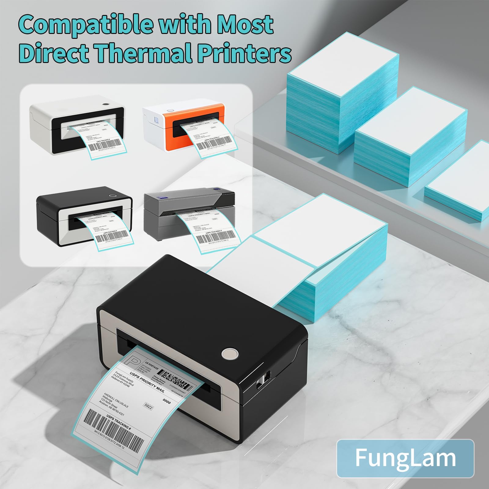 Snapklik.com : FungLam Direct Thermal Shipping Labels - 4x6 Thermal ...