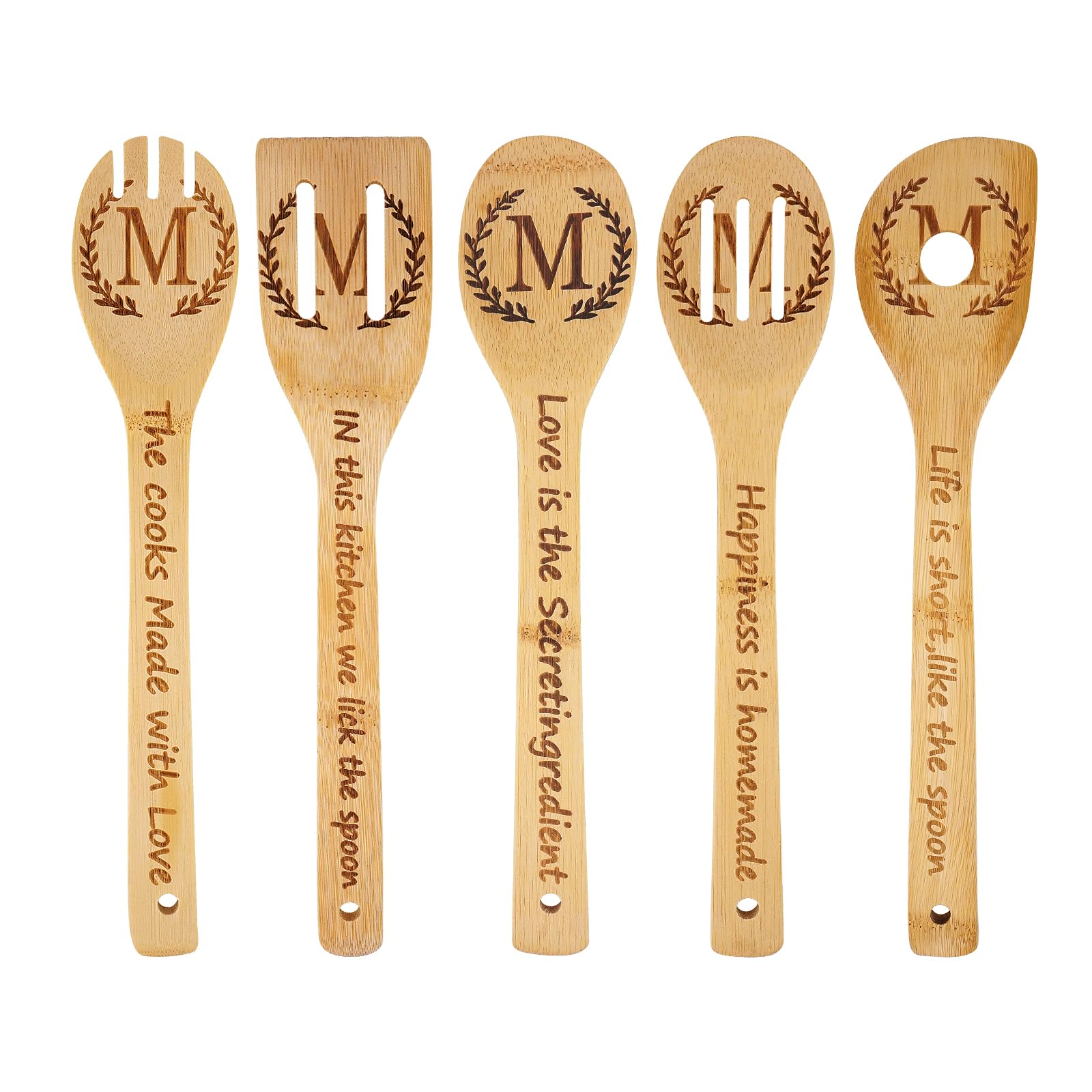 Amazon.com: 5PCS Initial Wooden Cooking Spoons Initial Letter Kitchen ...