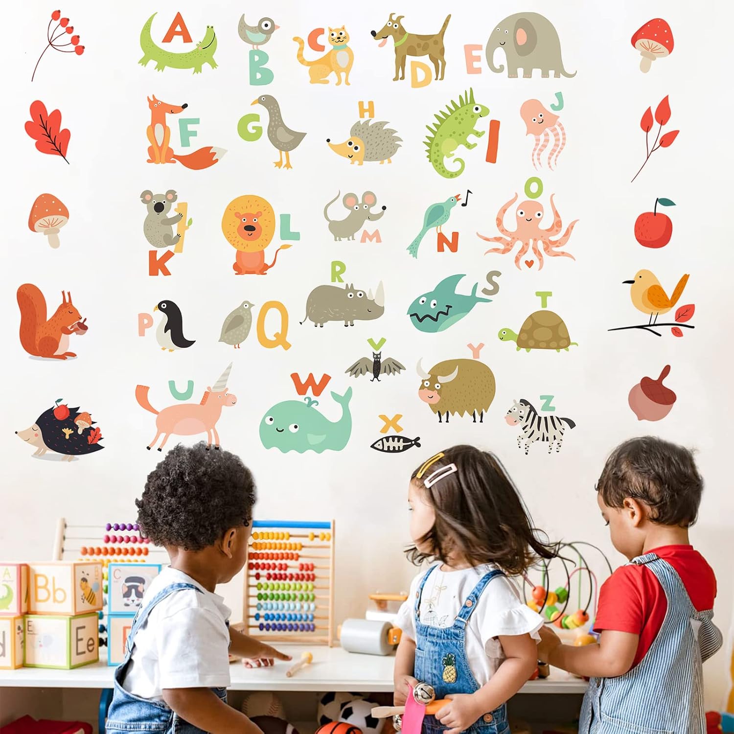 Amazon.com: Animal ABC Alphabet Kids Wall Stickers, Educational Wall ...