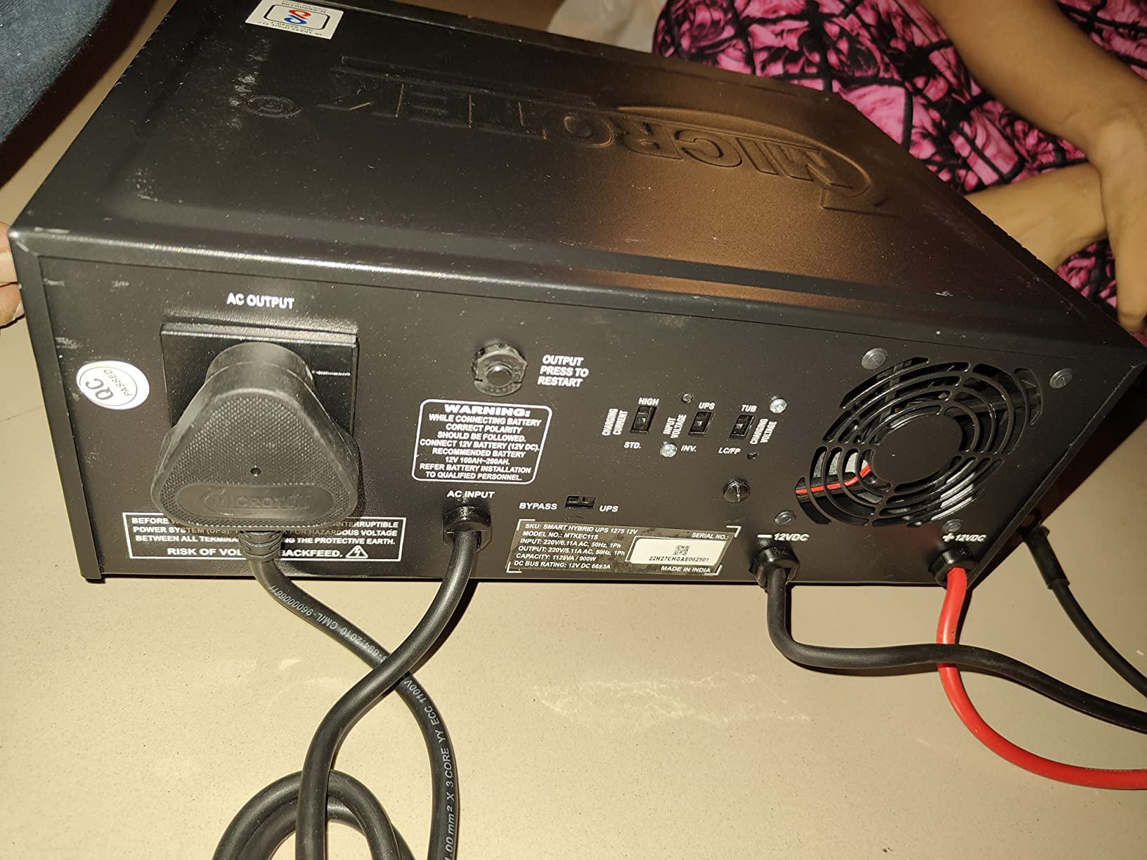 Microtek Smart Hybrid 1275 Digital & Sinewave 1125VA/12V Inverter ...