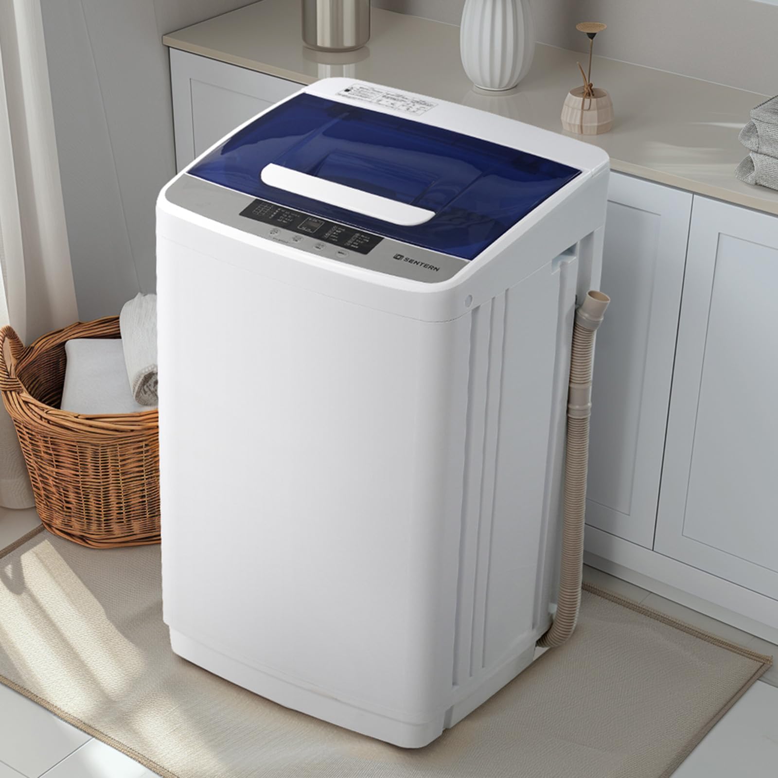 Amazon | 【5kg 小型洗濯機】全自動洗濯脱水利便 10種類の洗濯プログラム 洗濯ロック&予約機能 ステンレス槽 縦型収納 毛布乾燥可能 部屋干しホース付き きれいな洗濯経験 ...