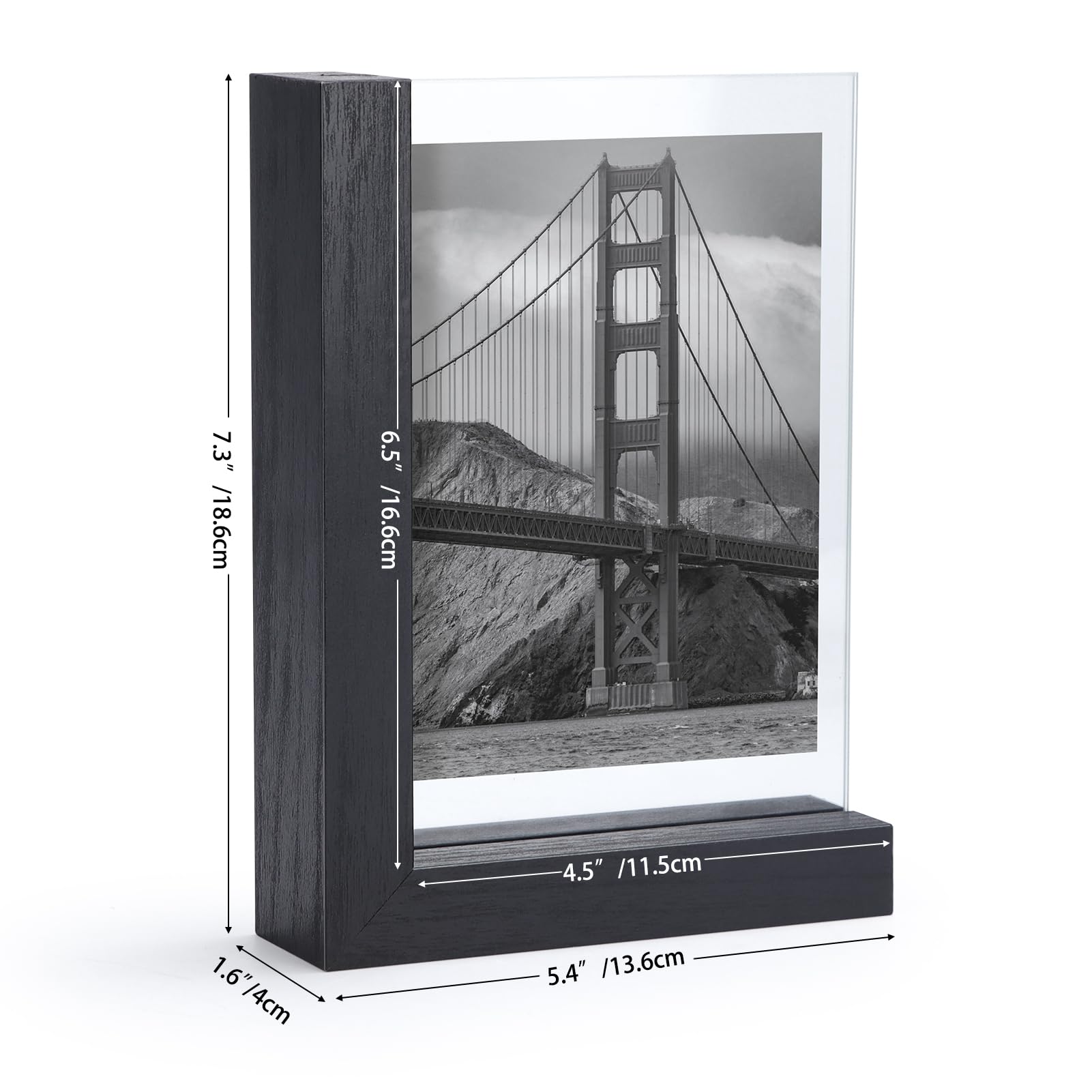 2 Pack 4x6 Picture Frames Made of Black Wooden L-shaped Base with Glass ...