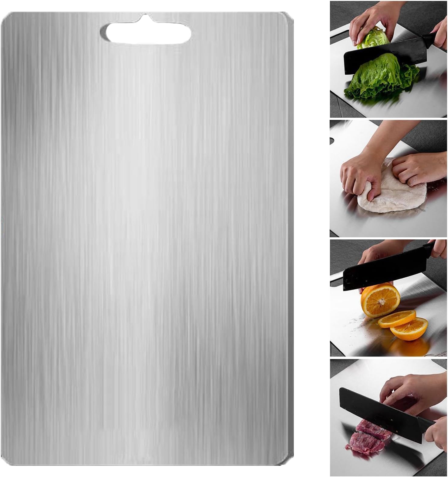 Amazon.com: Stainless Steel Cutting Board for Kitchen, 304 Double Sided ...