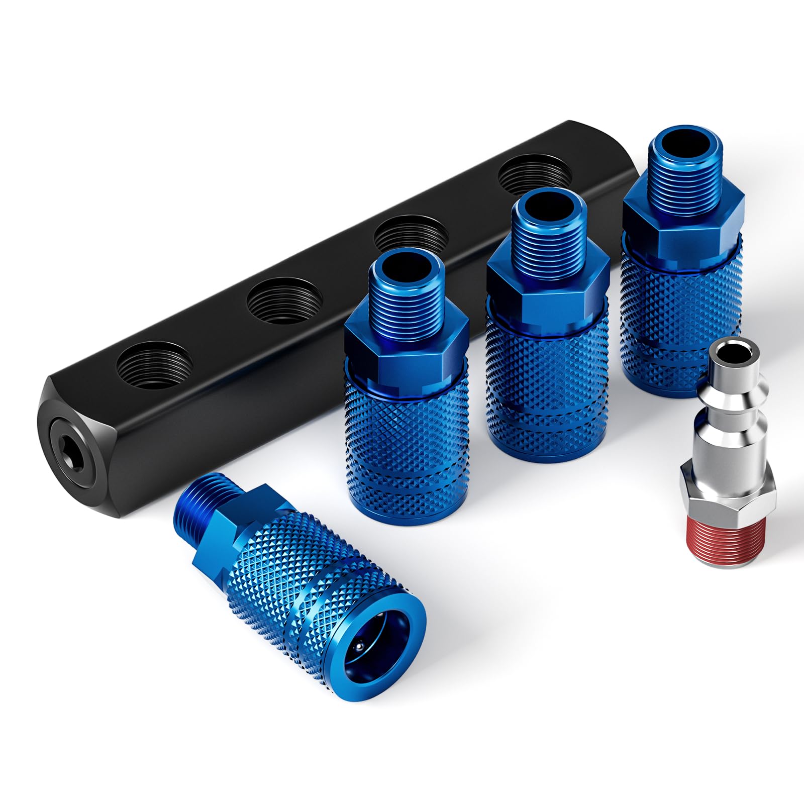 Snapklik.com : TAISHER 4-Way Straight Air Manifold 5 Ports Aluminum ...