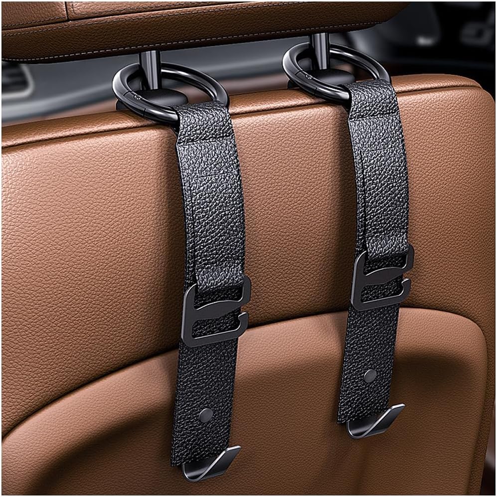 Amazon.com: WAYUTO 2 Pack Rotatable PU Leather Car Headrest Hook Car ...