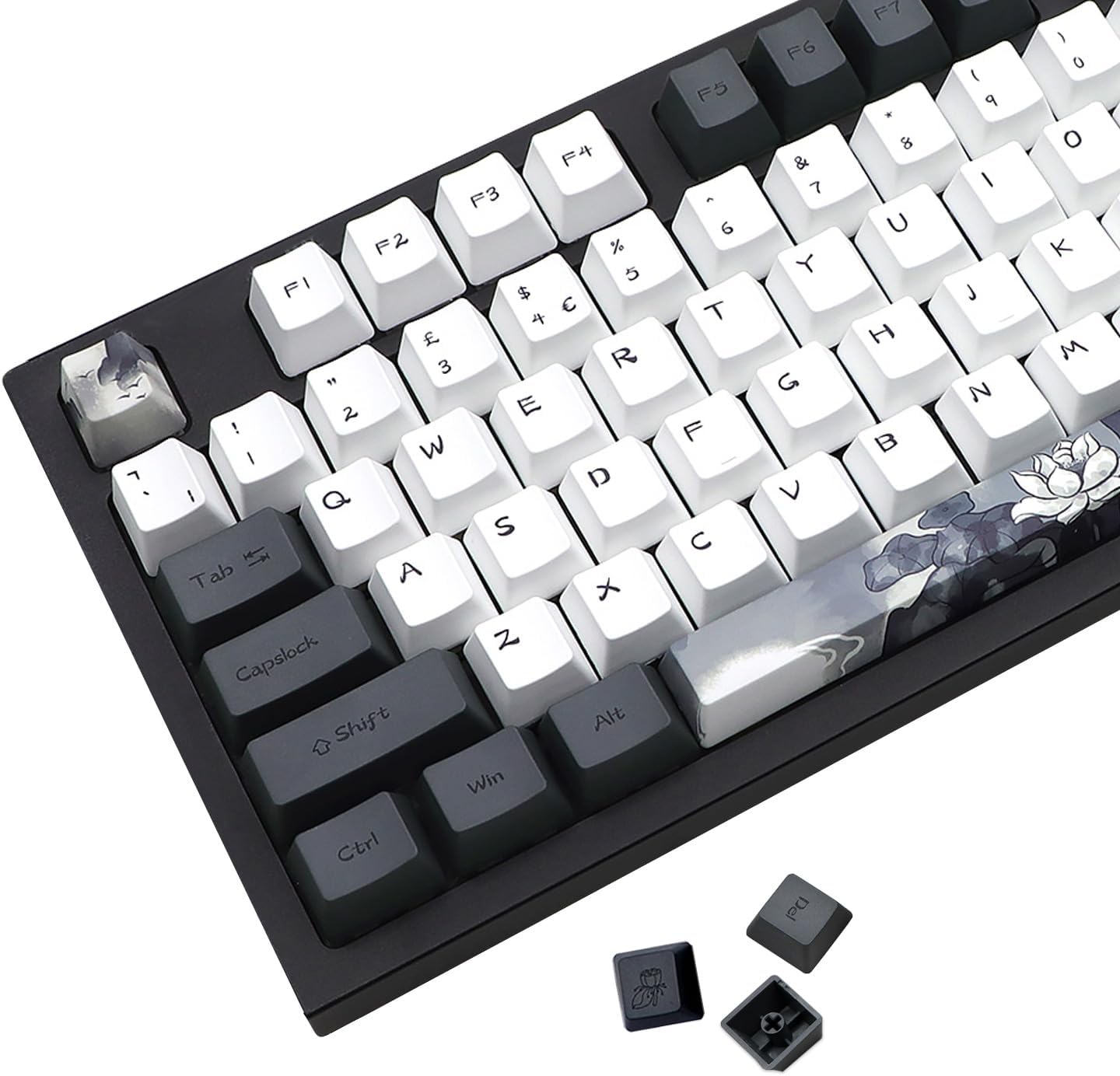 JSJTKeys Ink Lotus Keycaps 148 keys PBT keycaps OEM profile Custom ...