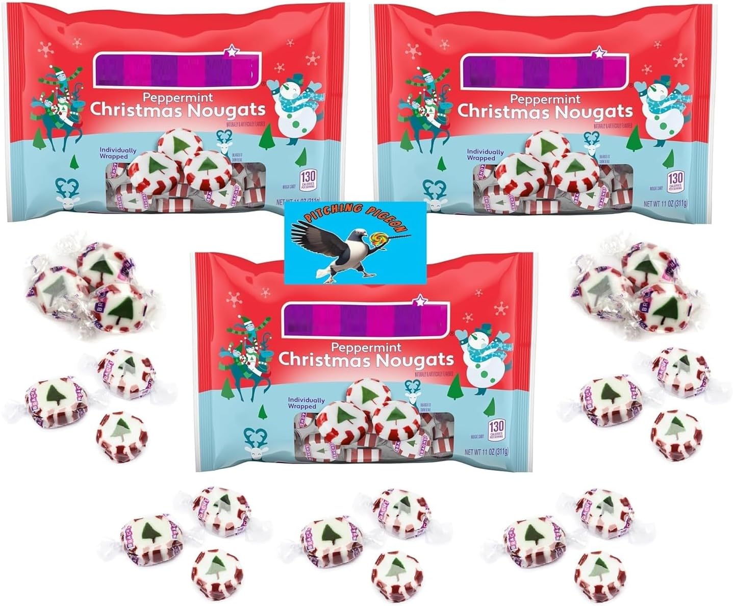 Amazon.com : Peppermint Nougat Christmas Holiday Candy 44oz Total ...