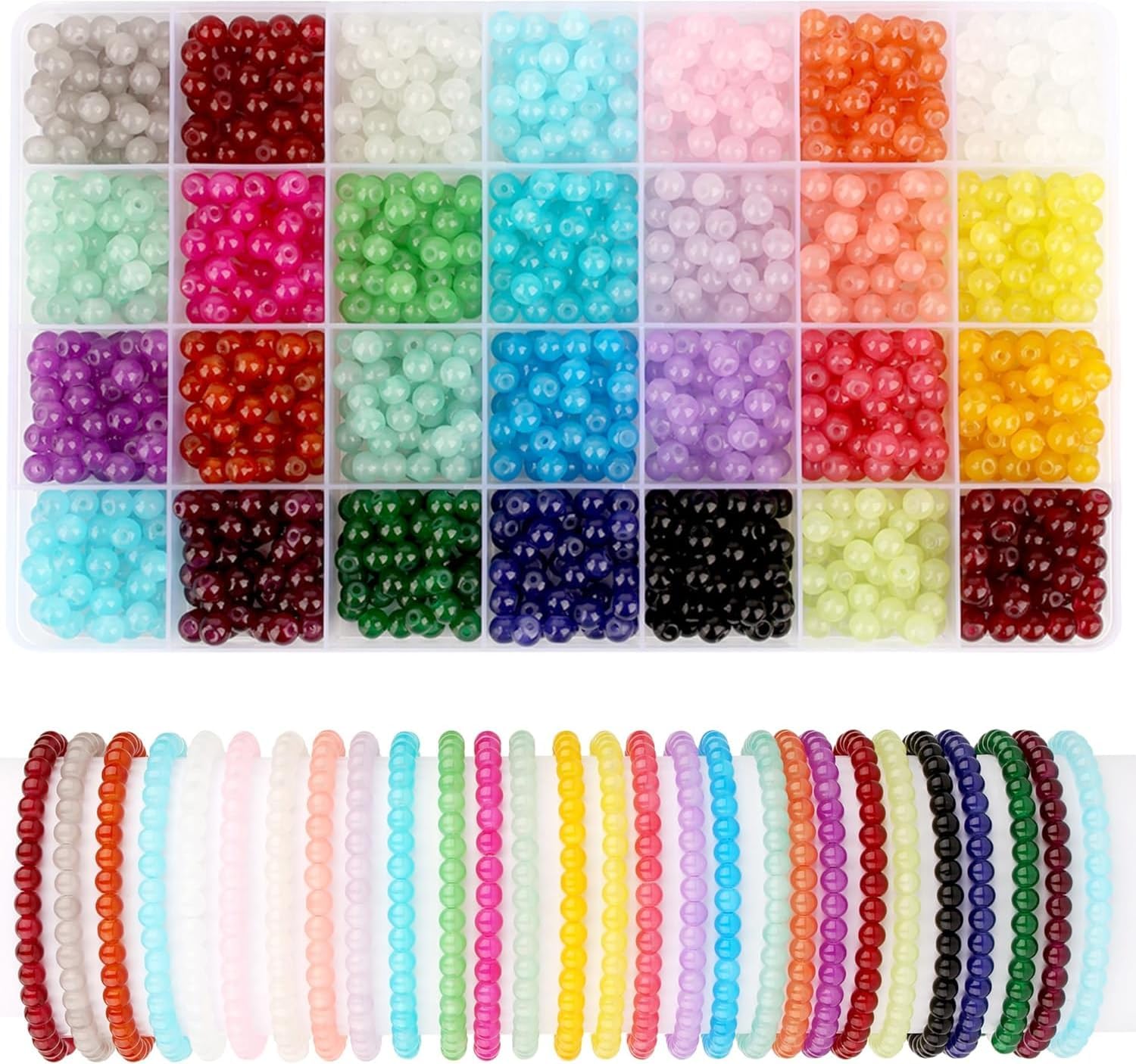 Amazon.com: shynek 1400 Piecess 8mm Round Glass Beads for Jewelry ...