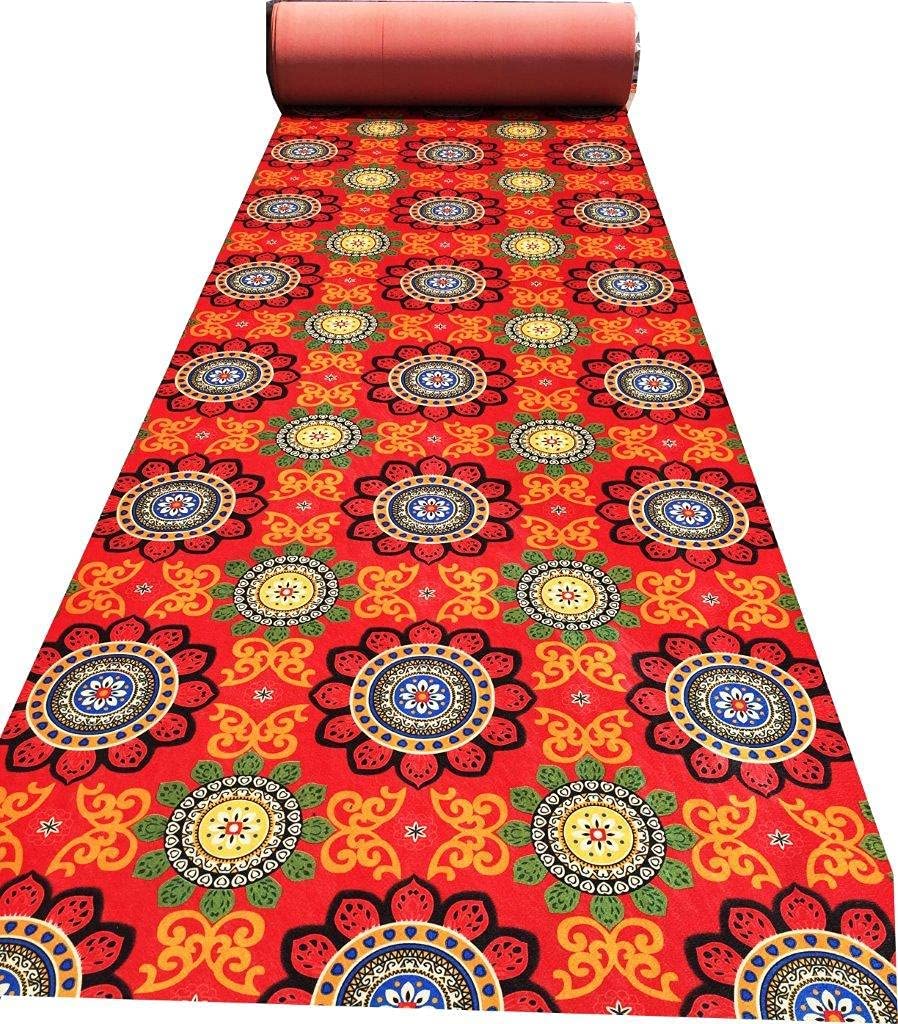 Buy Flooring Store Floral Print Floor Mat - Floral Washable Red Carpet ...
