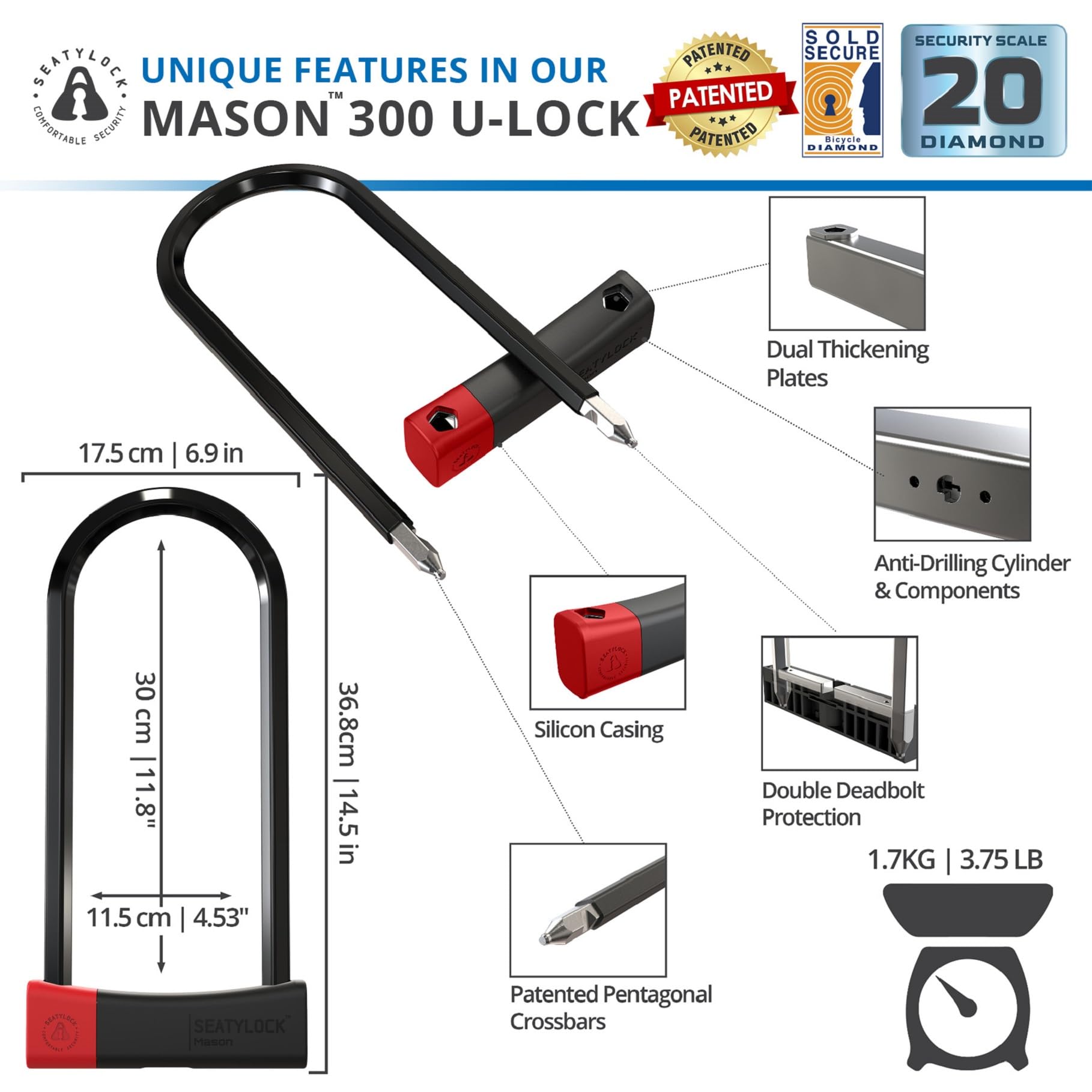 Angle Grinder Resistant Bike Lock Patented Heavy Duty Anti Theft ...