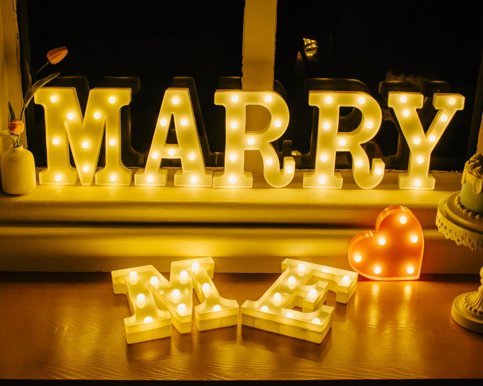 Aurelema Casarte Conmigo Light Up Letters, 8.3'' Marry Me Decor Letters ...