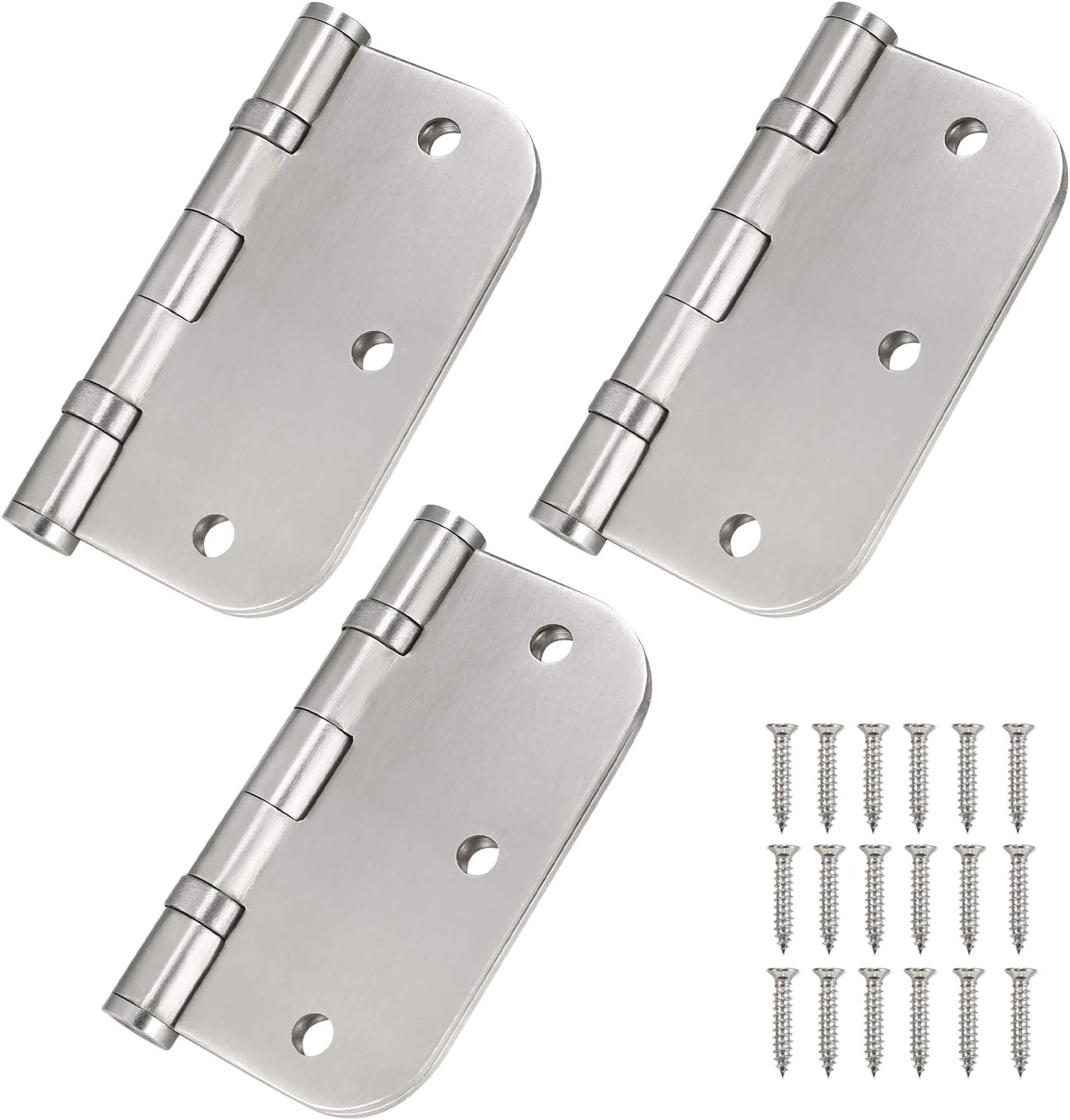 Security Door Hinges - Satin Nickel - 4 Inch with 5/8 Radius - Security ...
