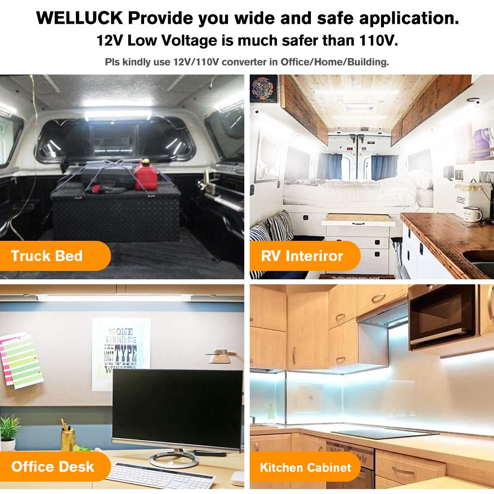 Buy WELLUCK 12V Interior LED Light Bar, DC 12V LED Light Strip w/Switch ...