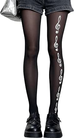 Amazon.com: TYATVS Womens Whimsy Twee Piano Tights Funky Patterned ...