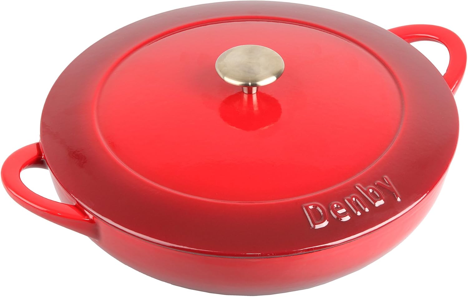 Amazon.com: Denby Cast Iron Shallow Covered Casserole, 4-Liter, Red ...