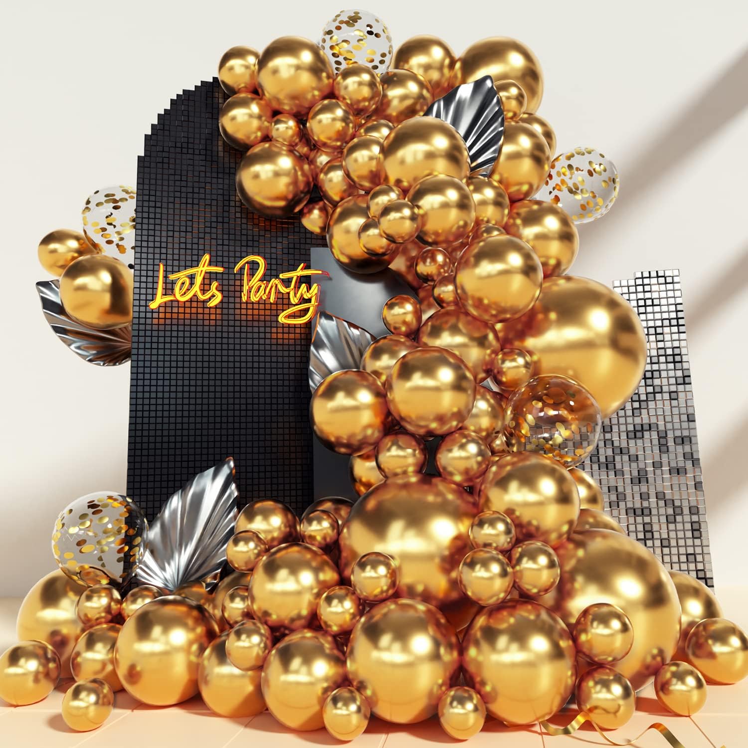 Amazon.com: Gold Metallic Balloons Garland Kit 130 Pcs Chrome Balloons ...