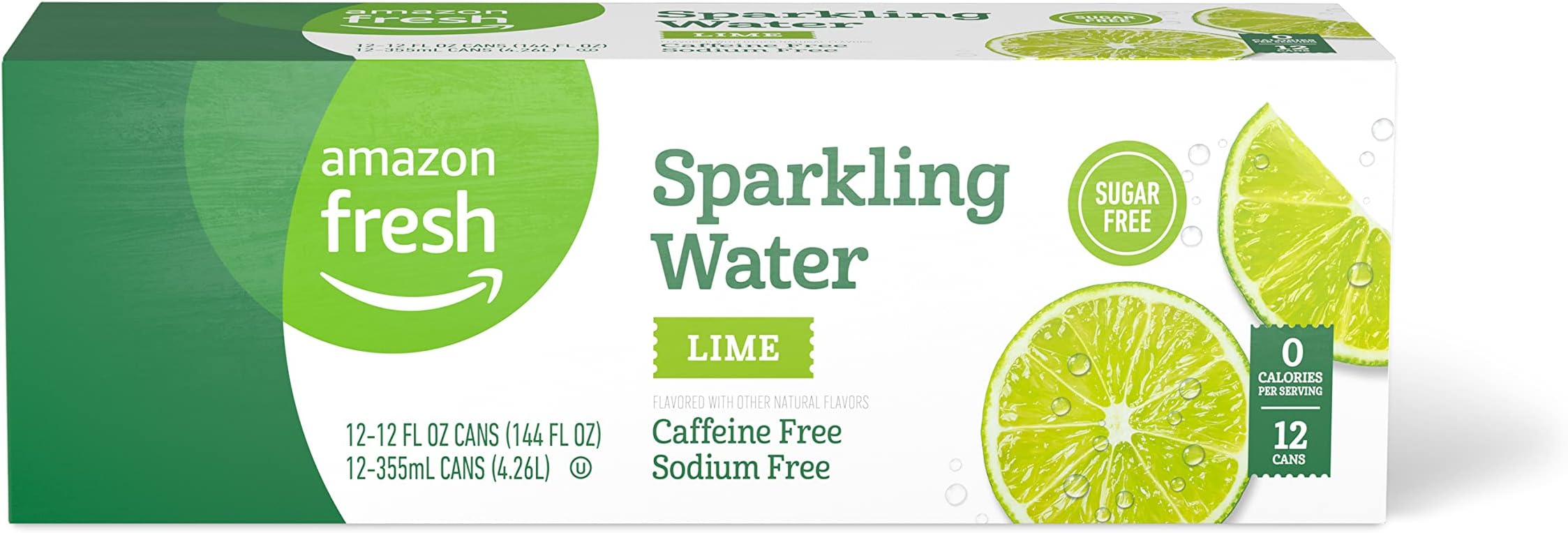 Amazon.com: Amazon Fresh Sparkling Water, Lime, 12 Fl Oz, 12 Cans ...