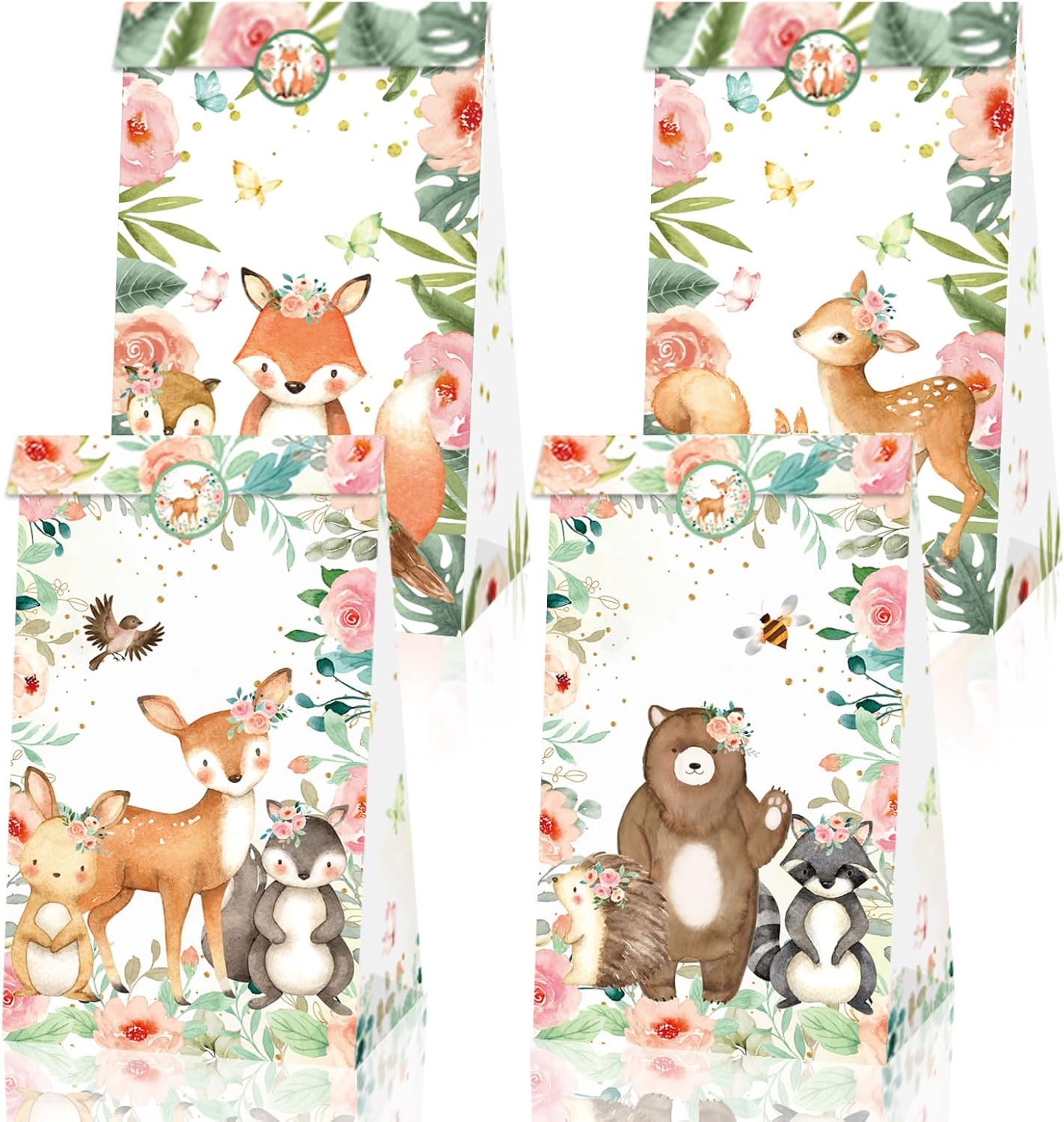 Amazon.com: Lyosehy 24PCS Woodland Animal Gift Bags with 24PCS Animal ...