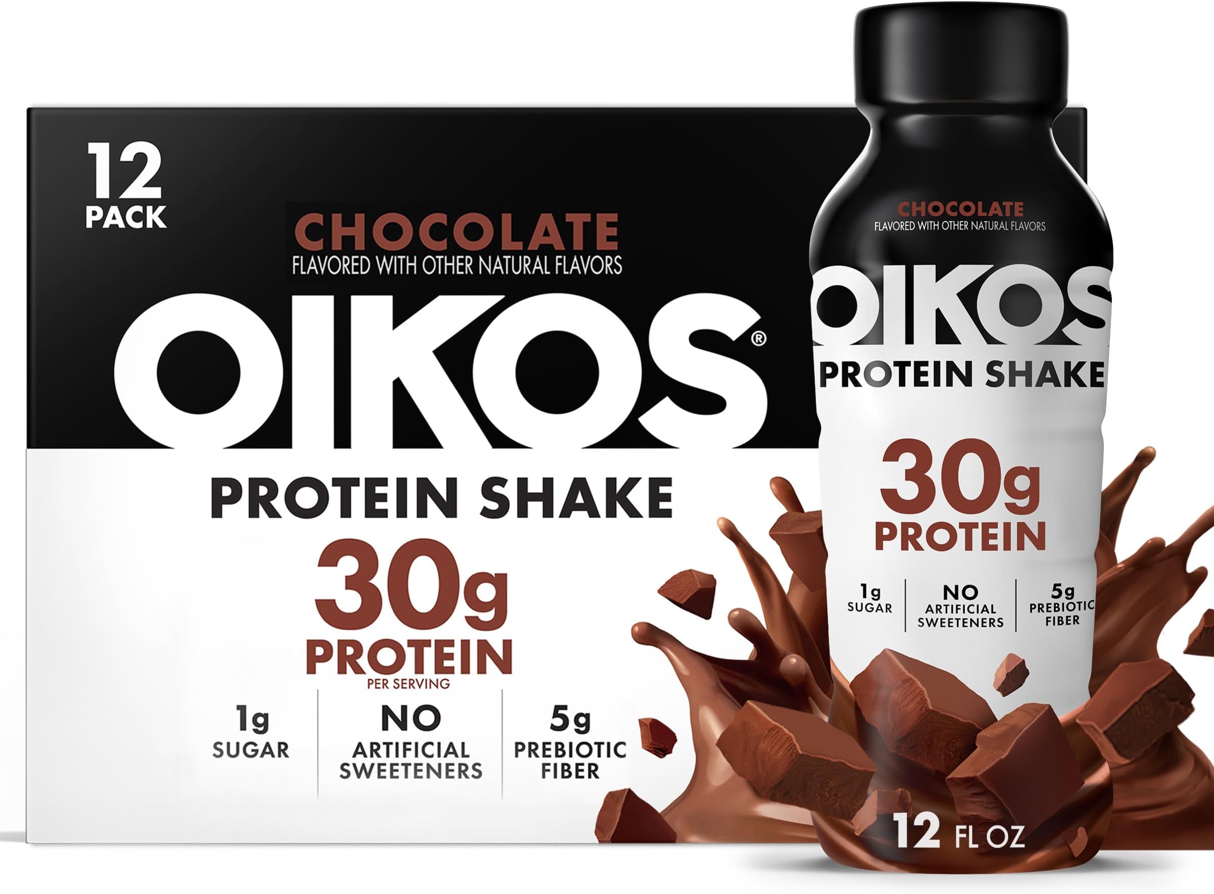 Amazon.com: Oikos Protein Shake, Chocolate, 30g High Protein Drinks ...