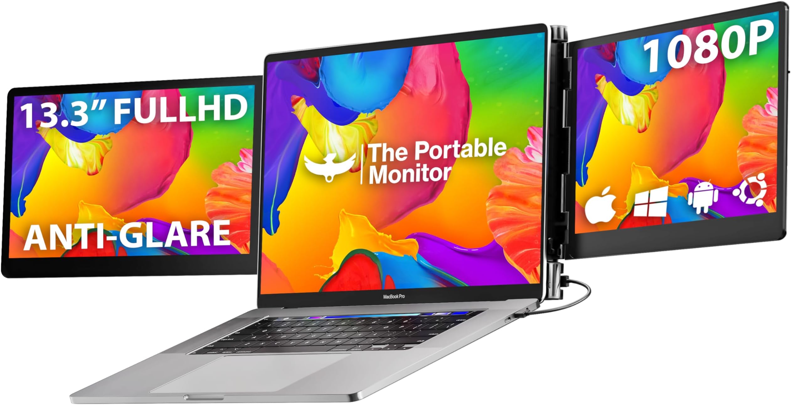 El Monitor Portátil para Portátil, 2x 13.3" Full HD mate Display 60hz ...