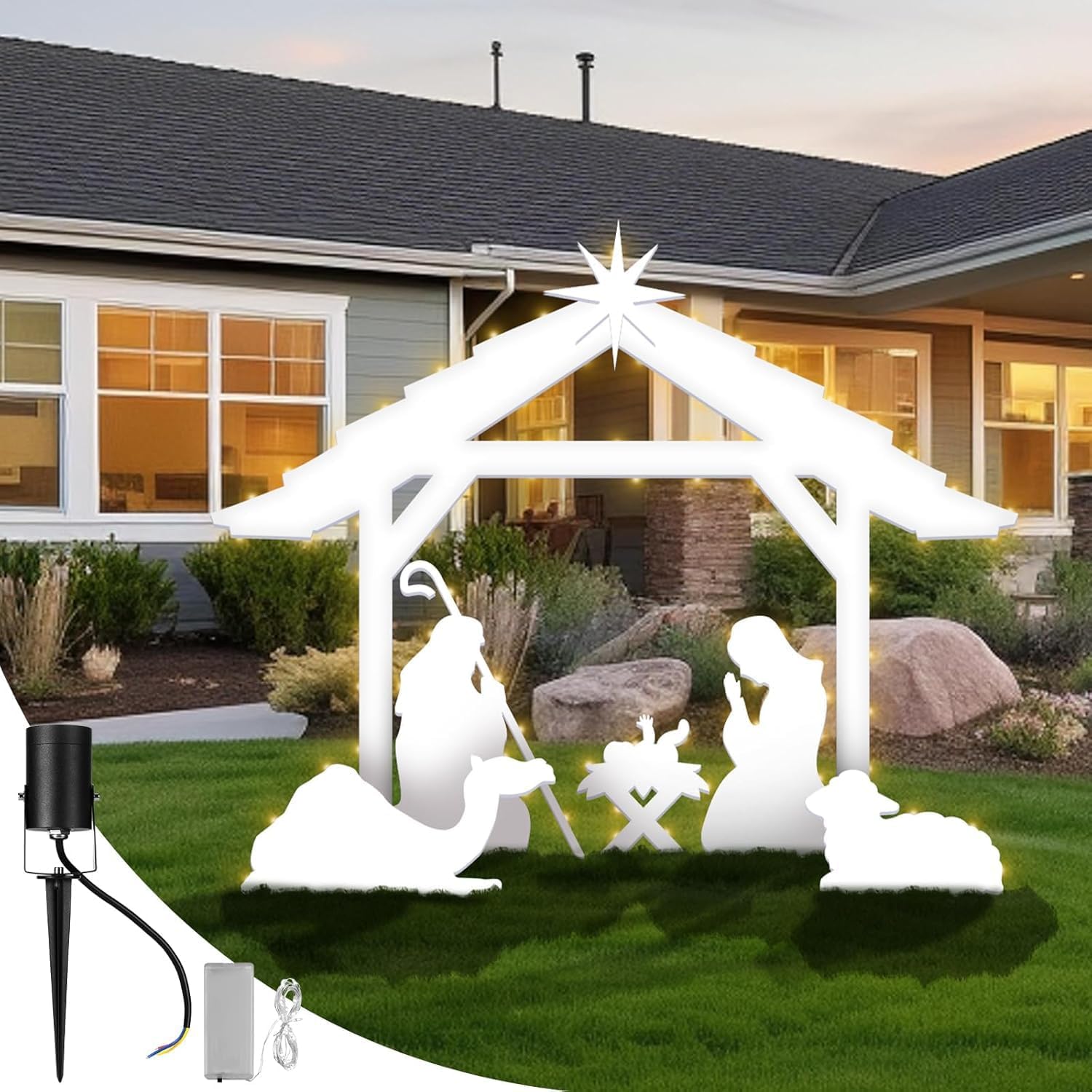 Amazon.com: Wiwiqing 5.4 ft Outdoor Nativity Scene for Yard with LED ...