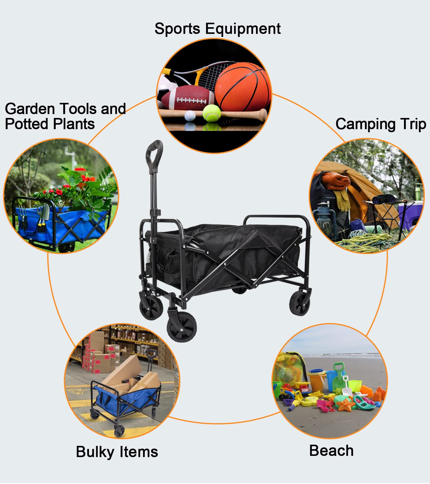 Snapklik.com : 330lbs Collapsible Folding Wagon Cart Heavy Duty Outdoor ...
