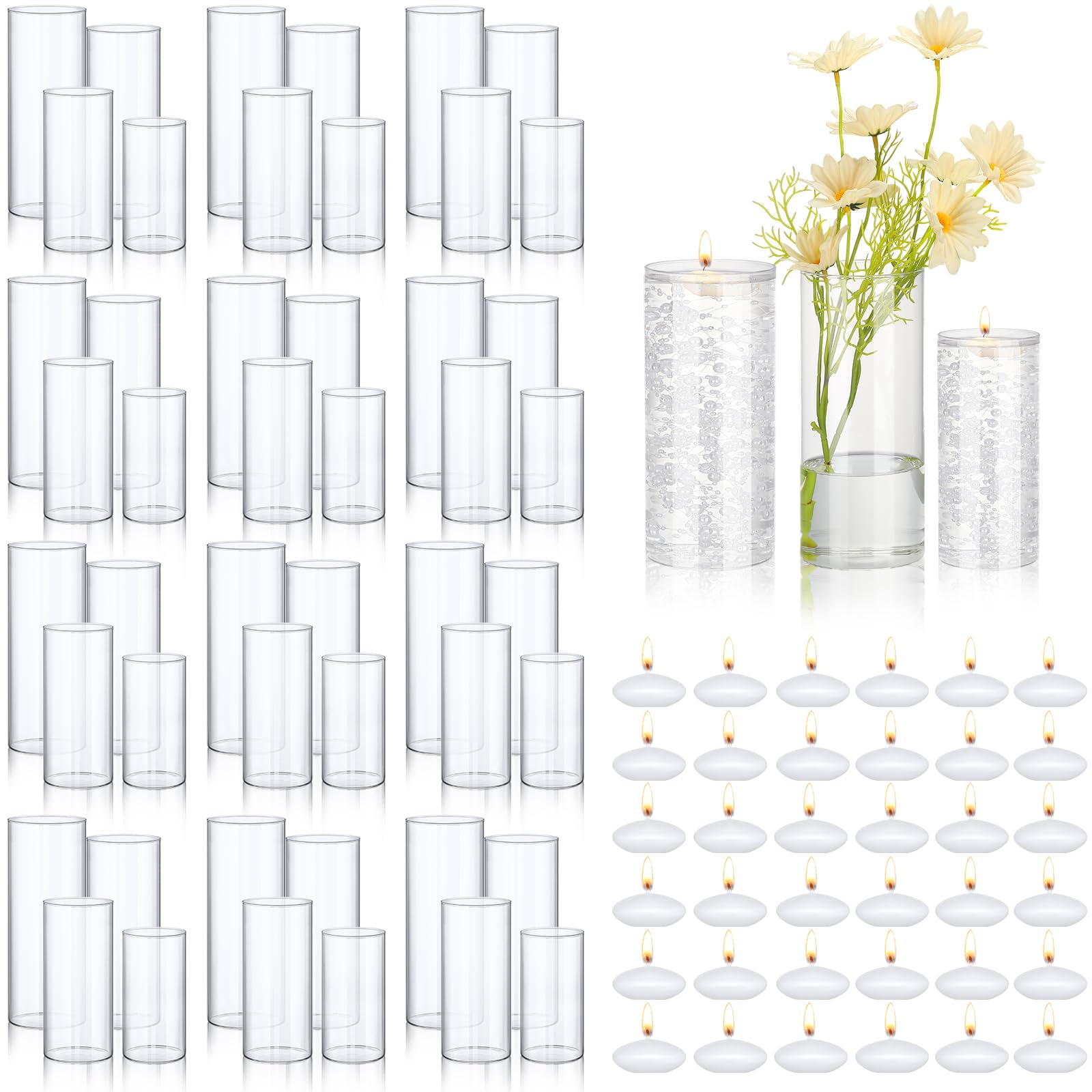 Amazon.com: Mifoci 24 Pcs Valentine Glass Cylinder Vases 24 Pcs ...