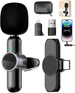 Wireless Lavalier Microphone for iPhone/Android, with Storage Box ...