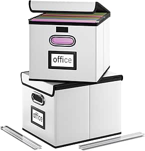 Amazon.com: Huolewa Portable Leather File Organizer Boxes with Lids ...