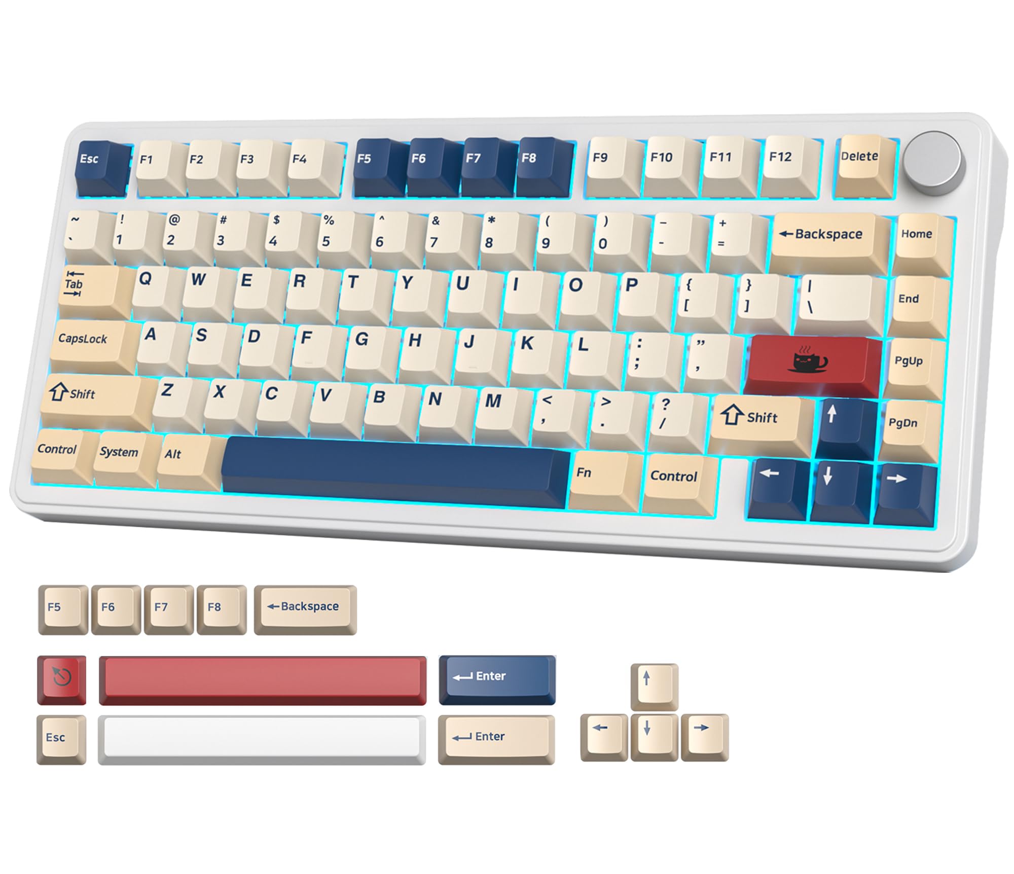 Fogruaden M75 Wireless Creamy Keyboard 75% Mechanical Gaming Keyboard ...