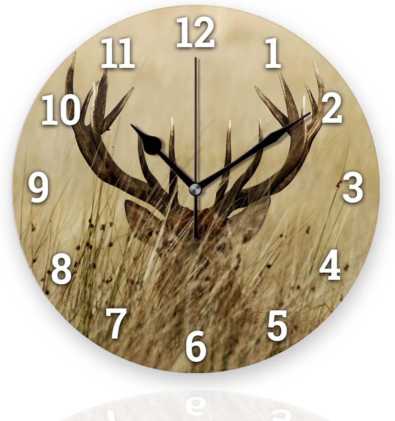 Amazon.com: Tiawutal Battery Operated Wall Clocks 12 Inch,Deer in Wild ...