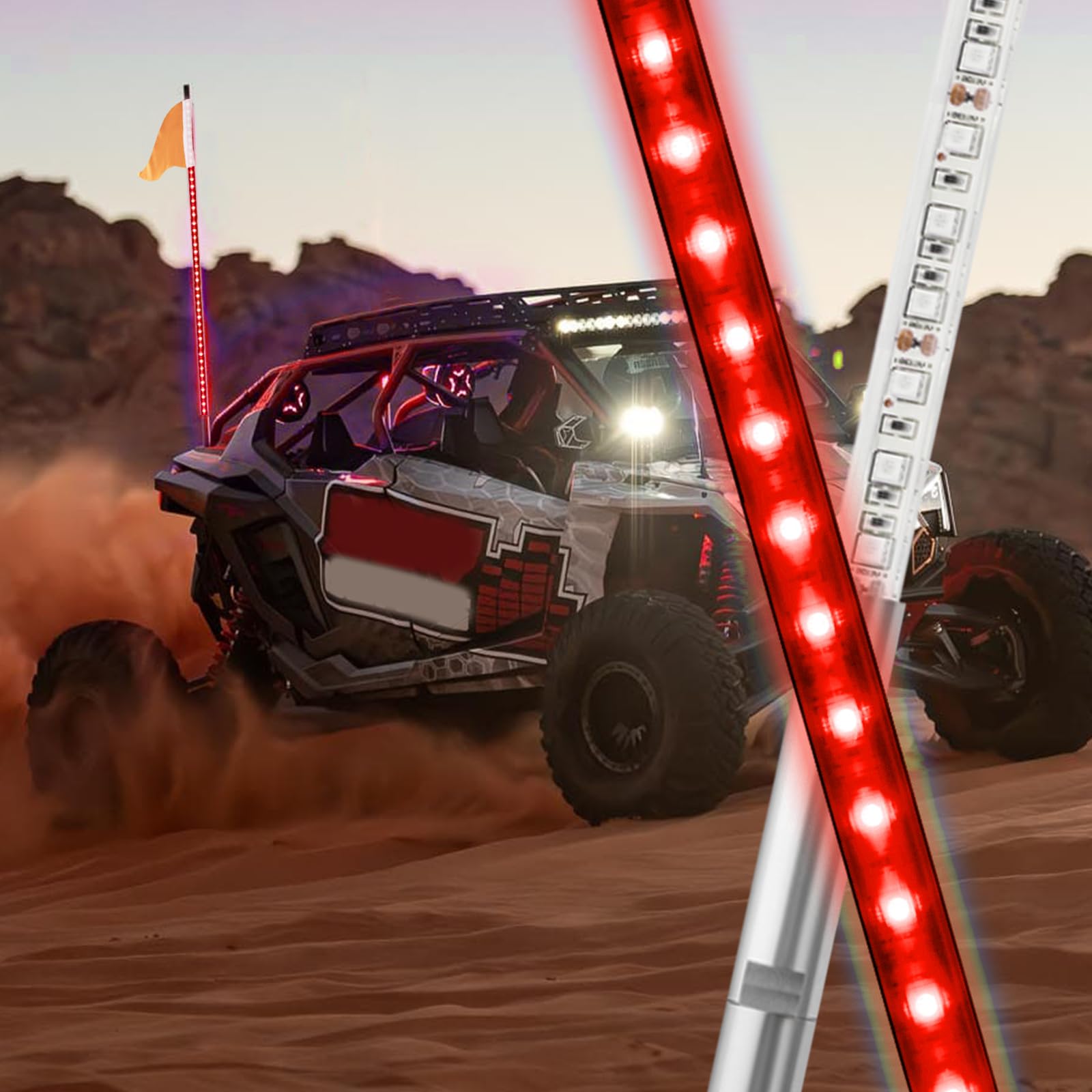 Snapklik.com : 3ft LED Light Whip, AAIWA LED Whip Lights For ATV UTV ...