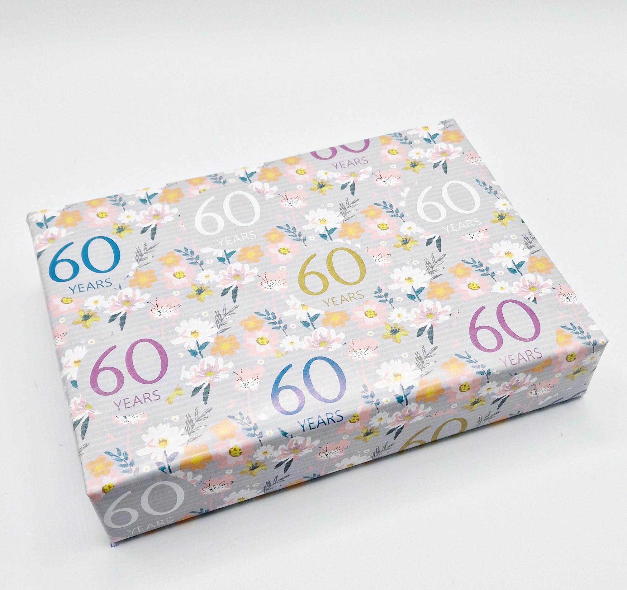 2 Sheets 60th Birthday Silver Grey Elegant Ladies Wrapping Paper ...