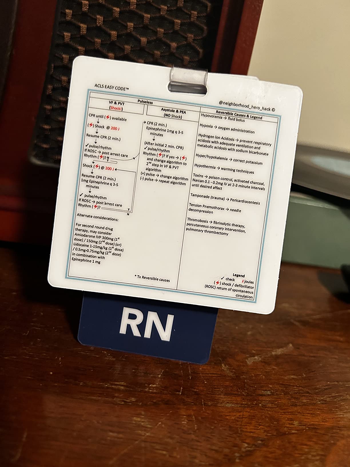 Amazon.com : Quick Reference ACLS Badge Buddy, 2020 AHA Guidelines ...