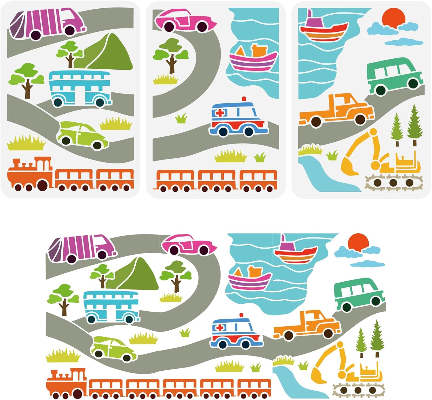 Amazon.com : FINGERINSPIRE 3 pcs Transportation Road Stencil 8.3x11 ...