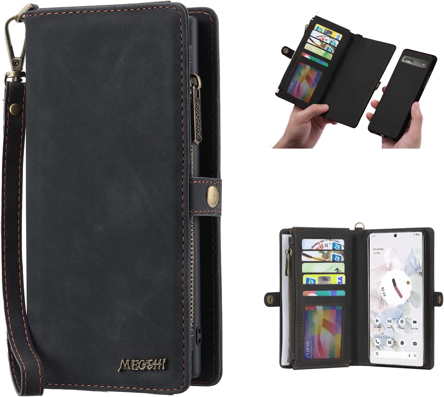 Amazon.com: JGY Wallet Case for Google Pixel 8 Pro PU Leather Zipper ...