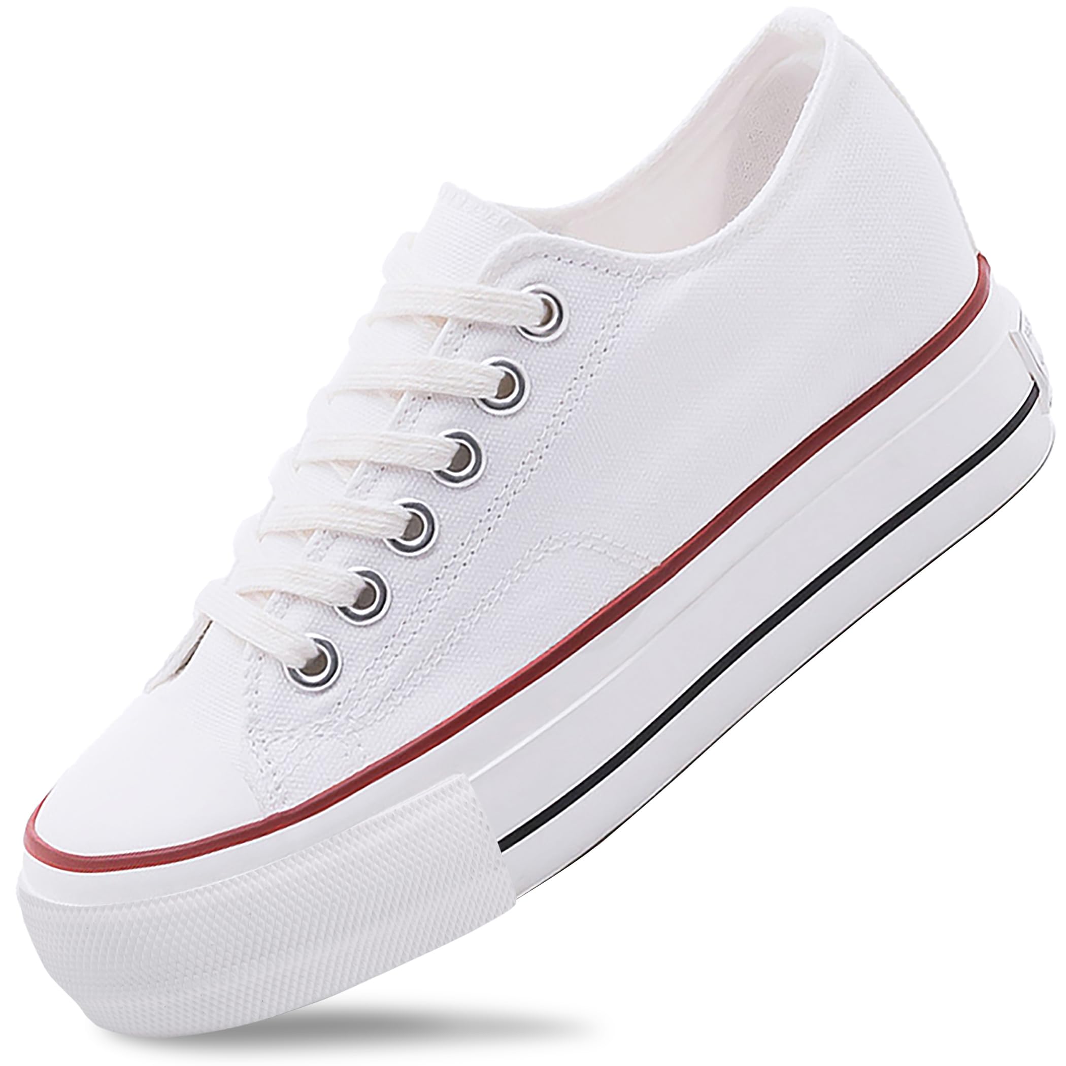 Womens Platform Shoes Hidden Wedge 2 Inches Height Increase, Canvas ...