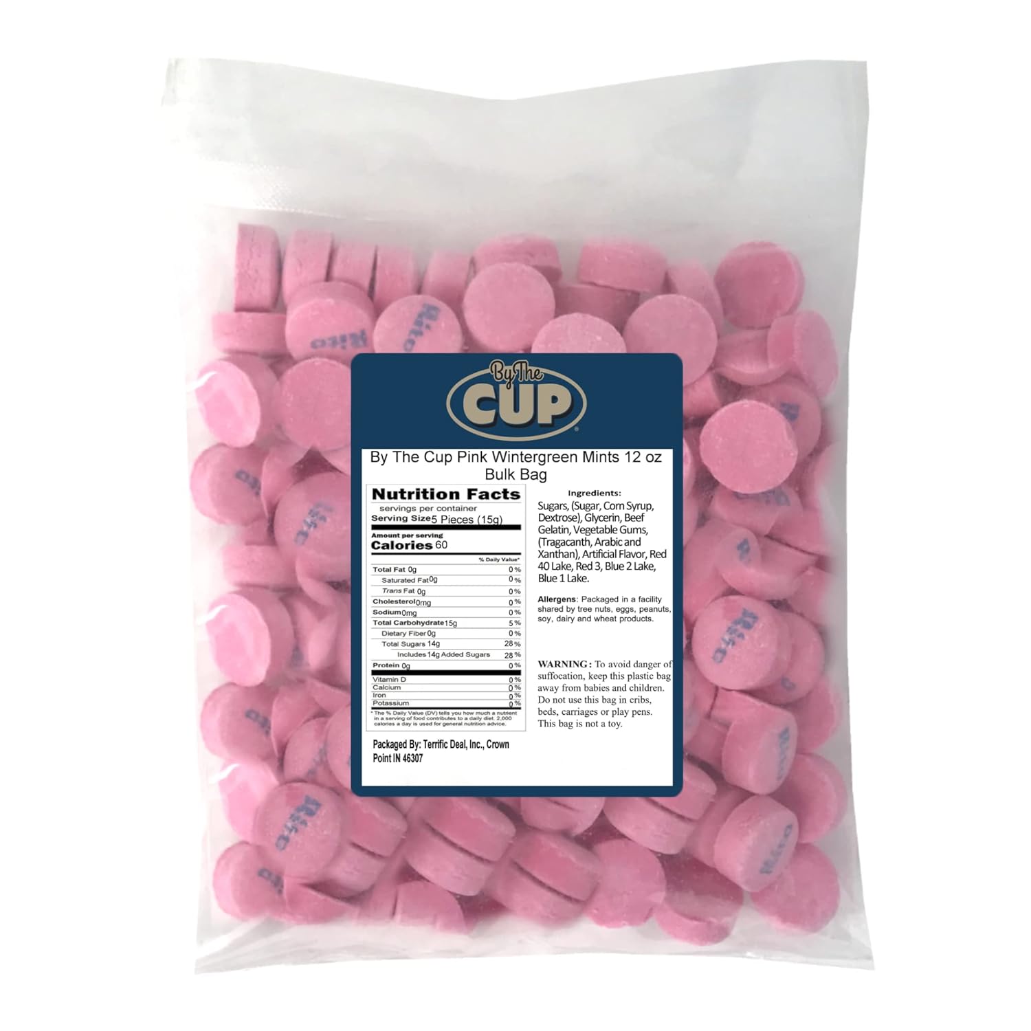 Amazon.com : By The Cup Pink Wintergreen Mints 12 oz Bulk Bag : Grocery ...
