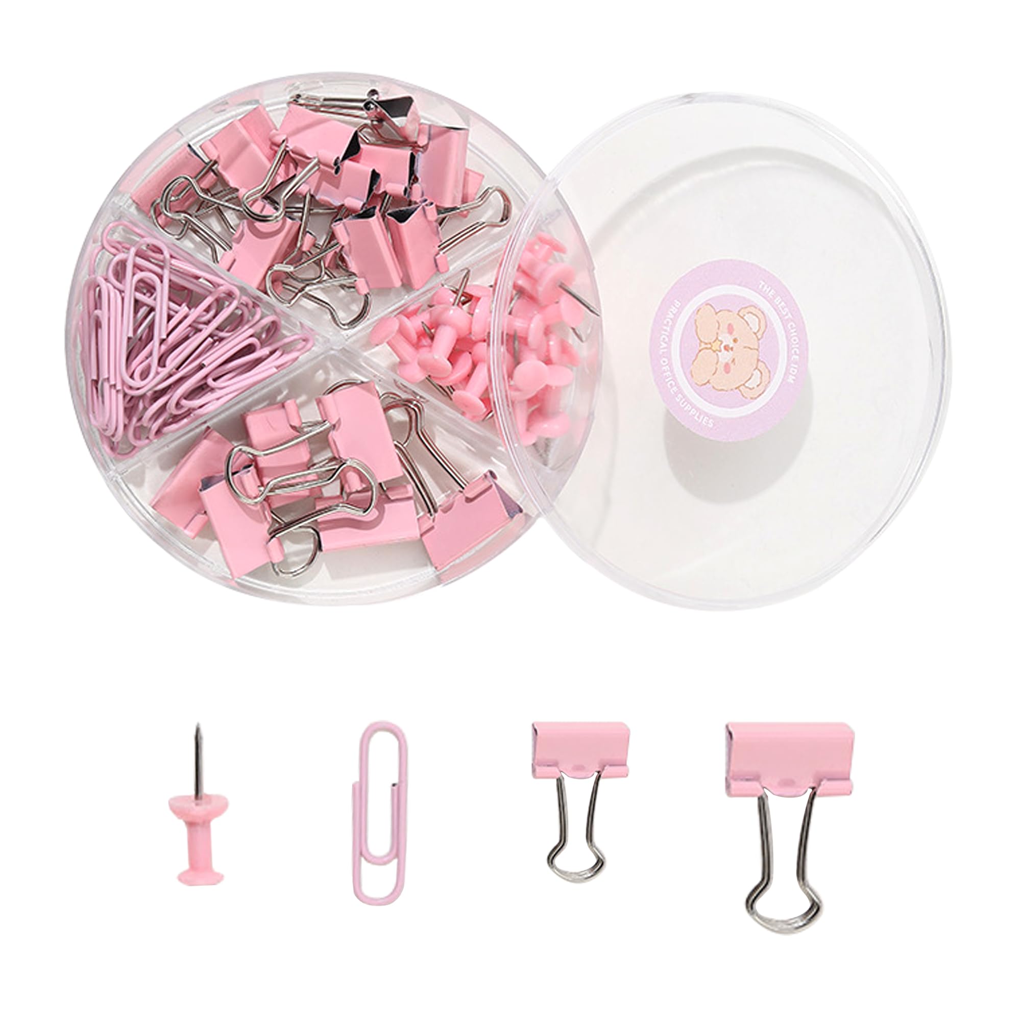 Amazon.com : SHOIKOM Pink Paper Clips and Binder Clips Set - 65 PCS of ...